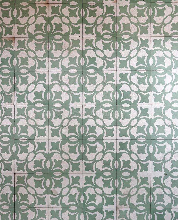 Green Floral Patterned Floor Tile Stock Image - Image of creative, decor: 266812869