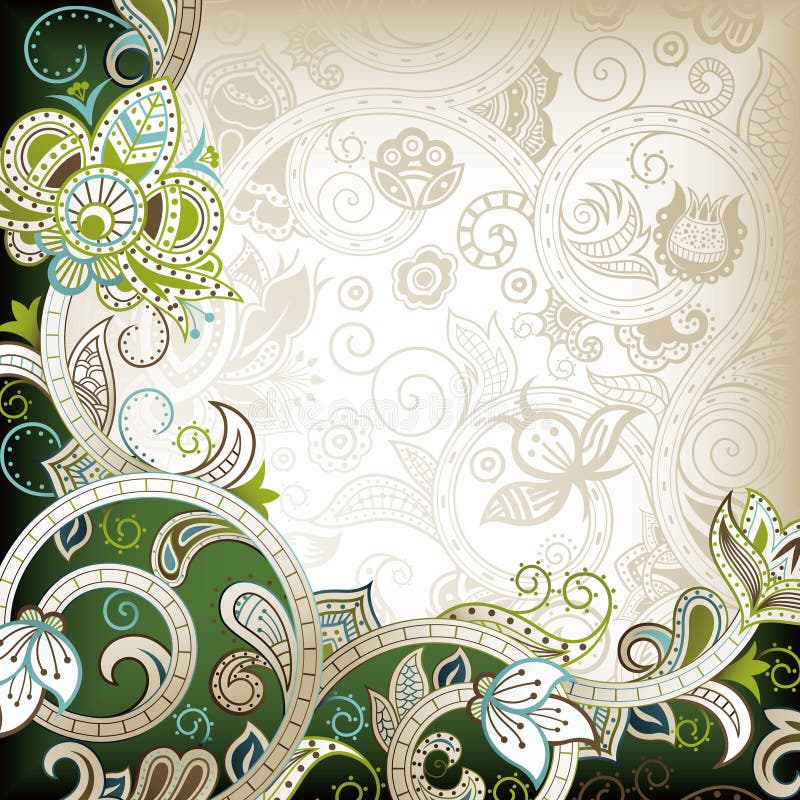 Green Floral Scroll stock illustration. Illustration of indian - 23318419