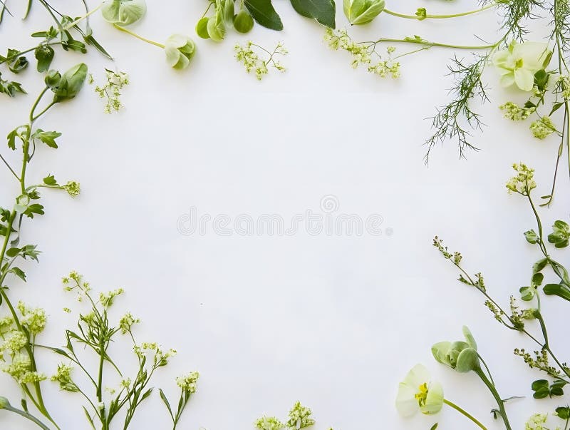 Green Floral Spring Flower Frame Deco Border Stock Illustration ...