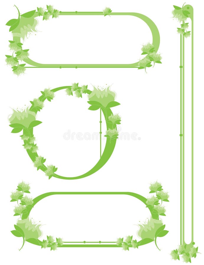 Green flower border set stock vector. Illustration of background - 5198447