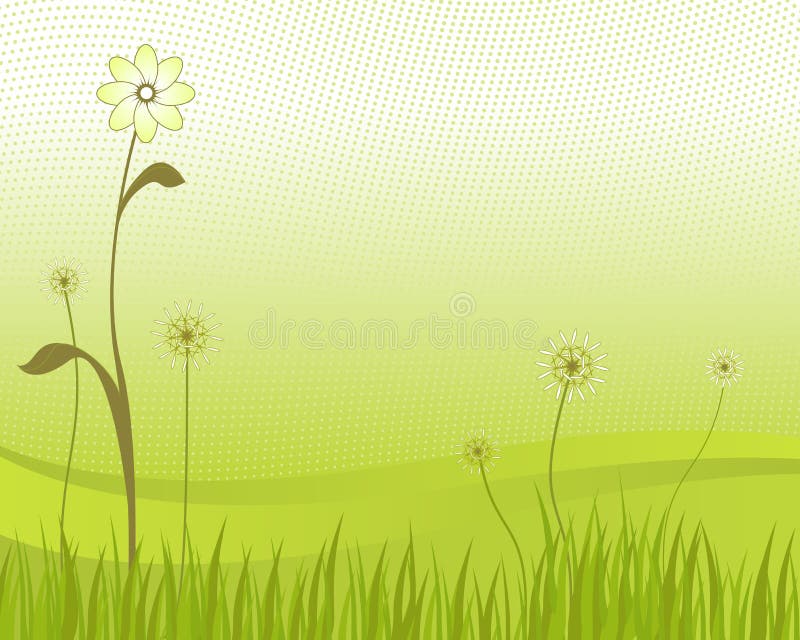 Green Flower and Grass Vector Stock Vector - Illustration of garden ...