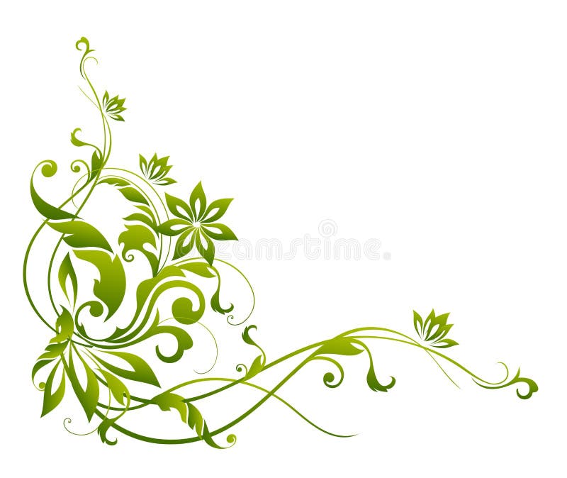 Green Leaves and Vines Pattern Stock Illustration - Illustration of ...