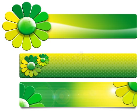 Green Flowers Banners stock illustration. Illustration of flower - 25123095
