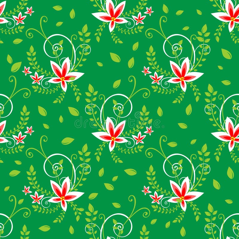 Green Flowers Seamless Pattern Stock Vector - Illustration of textile ...