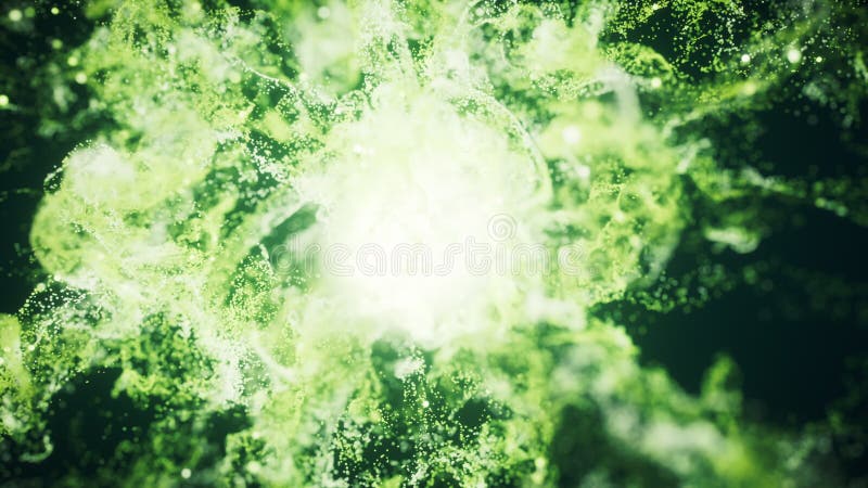 Green Flowing Particles with Explosive Wave Effect, 3d Rendering Stock ...