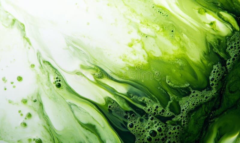 Green Fluid Art with Marble Texture in Abstract Pattern on White ...