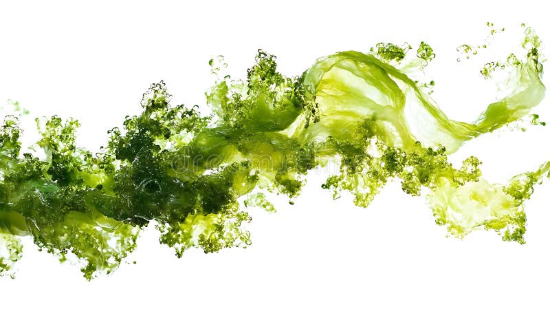 Green Fluid Explosion Flowing on White Background Liquid Abstract ...