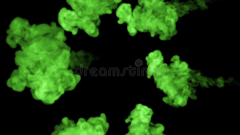 Green Fluorescent Ink on a Black Background Dissolves in Water ...