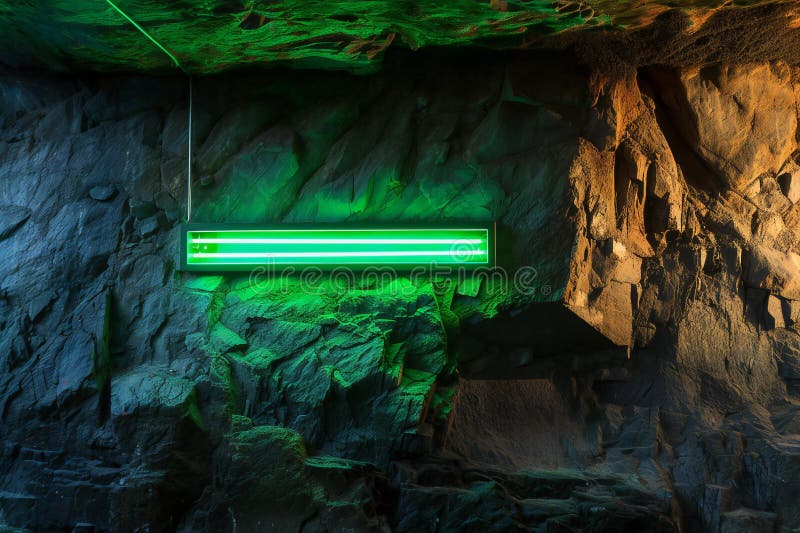 Green Fluorescent Light in the Cave, Neon Light in the Cave Stock ...
