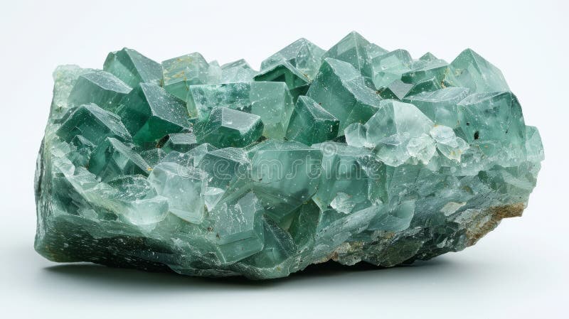 Green Fluorite Crystal Cluster with Sharp Edges and Translucent Facets ...