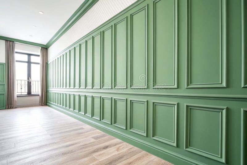 Green Fluted Wall in Room for Decoration Stock Illustration ...