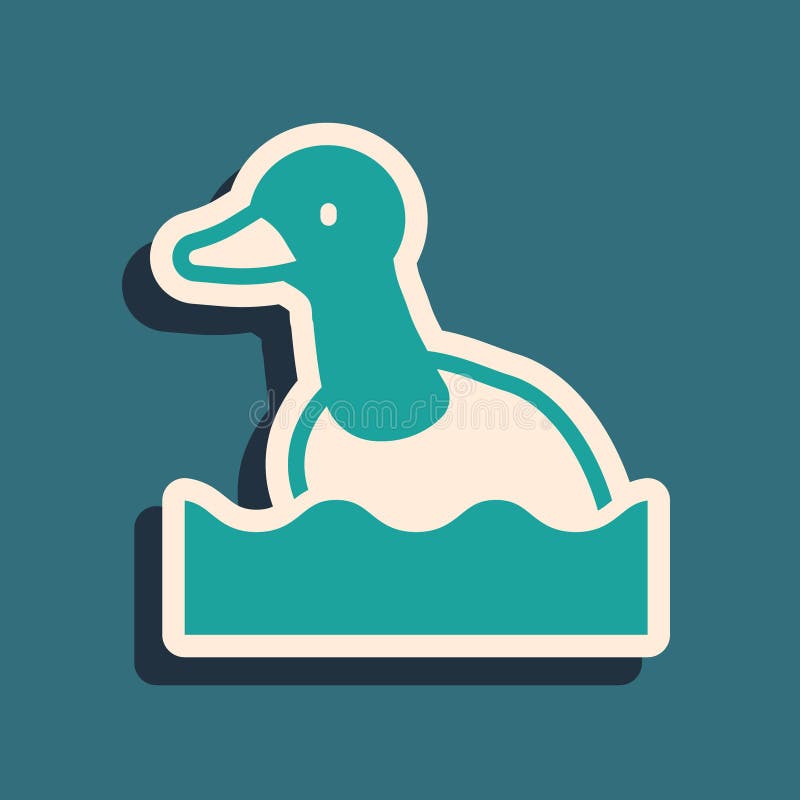 Green Flying Duck Icon Isolated on Green Background. Long Shadow Style ...