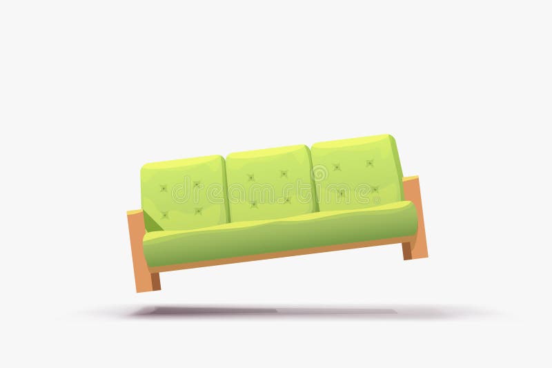 Green Flying Sofa Front View on White Stock Vector - Illustration of ...