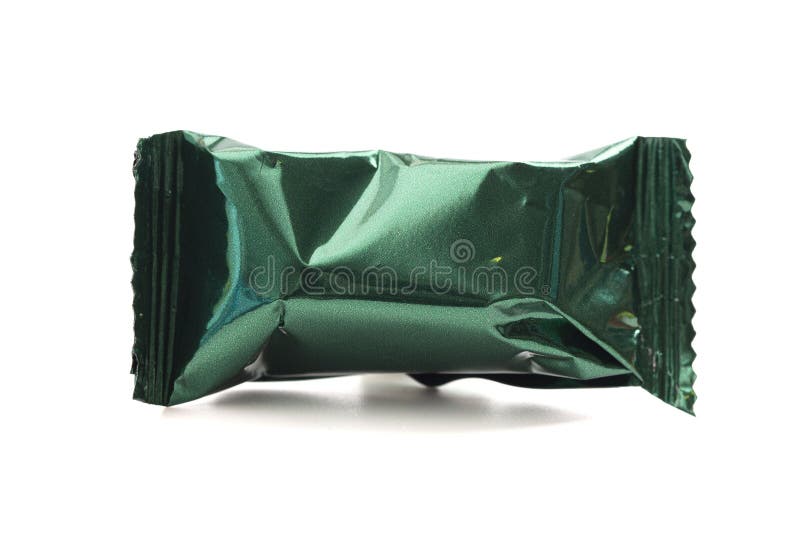 A Green Foil Wrapped Chocolate Truffles on a White Background Stock ...