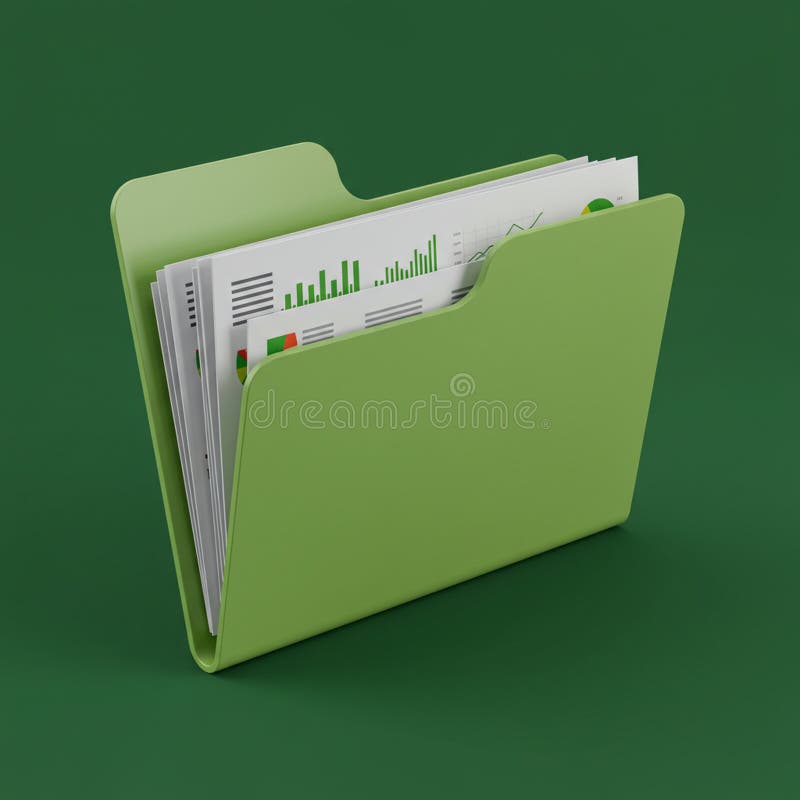 A Green Folder, Representing an Office File, Contains Various Printed ...