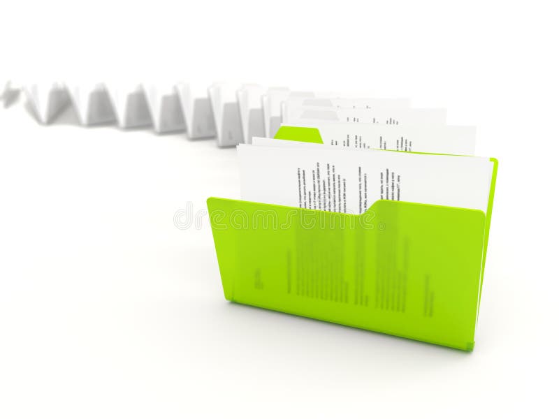 Green folder in a row stock illustration. Illustration of business ...