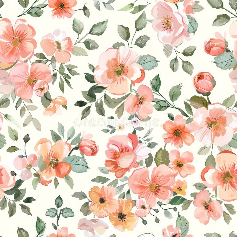 Green Foliage Adds Harmony To Floral Pattern Stock Illustration ...