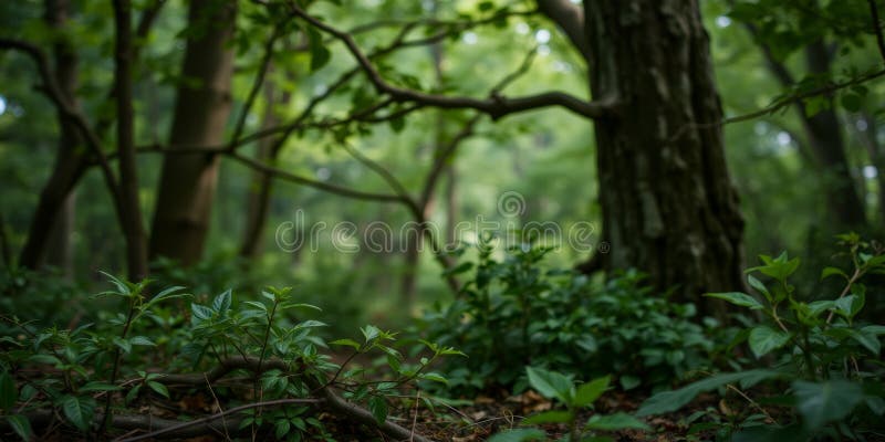 Green Foliage in a Shady Forest Stock Illustration - Illustration of ...