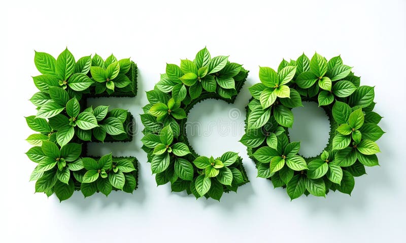 Green Foliage Text Eco Typography Leaf Covered Letters Stock ...