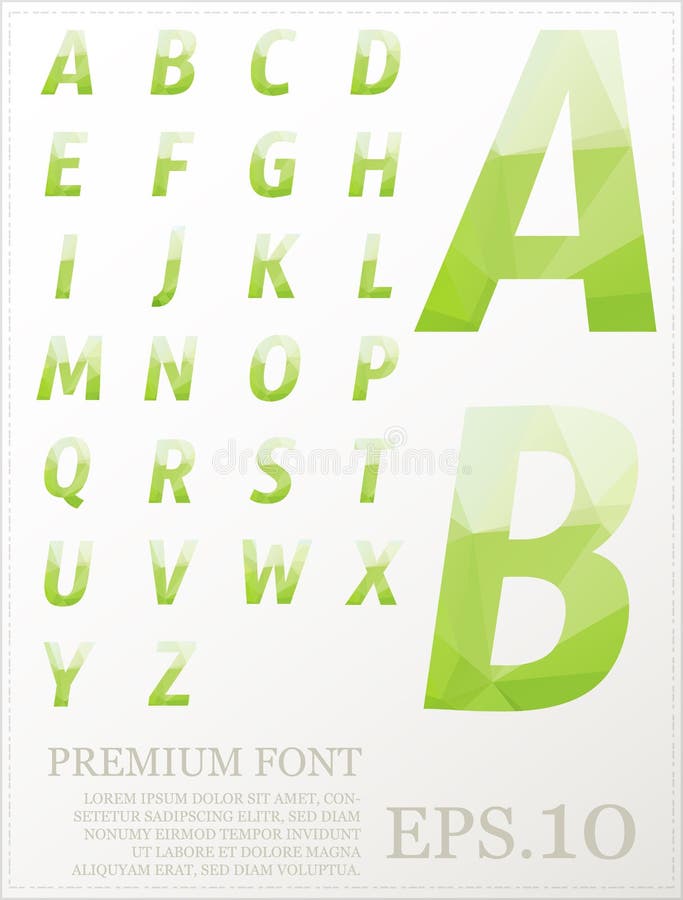 Green Font Low Poly Artistic Color Font with Brush Texture Stock Vector ...