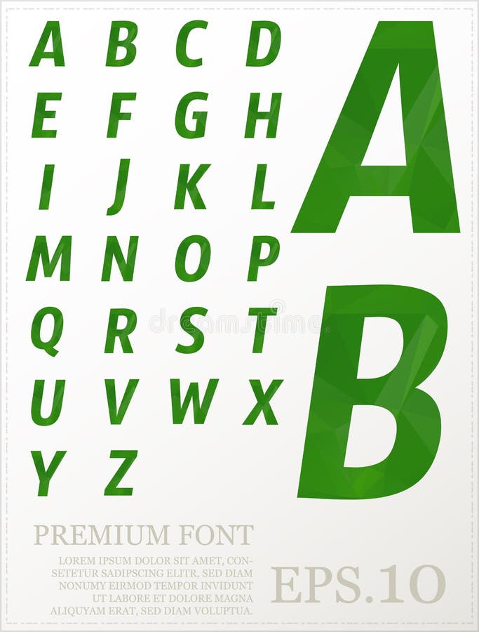 Green Font Low Poly Artistic Color Font with Brush Texture Stock Vector ...