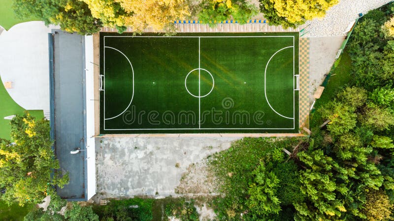 Green Football Stadium Field Top View Stock Photo - Image of spring ...