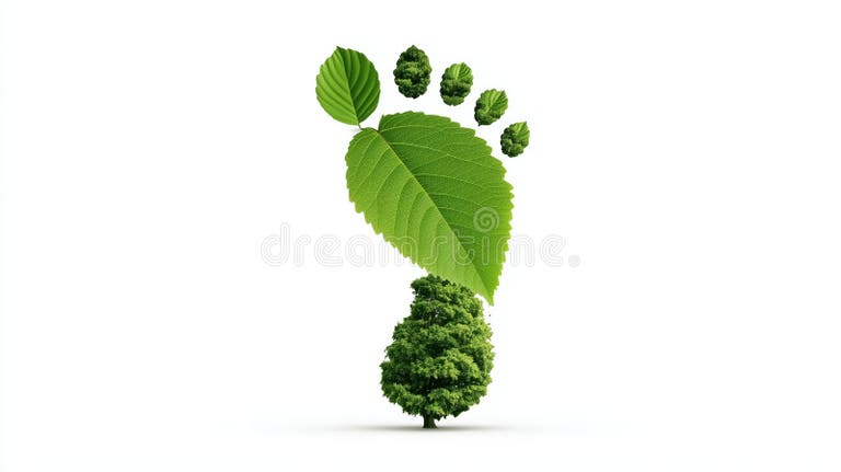 Green Footprint Made of Leaves and Tree Stock Illustration ...