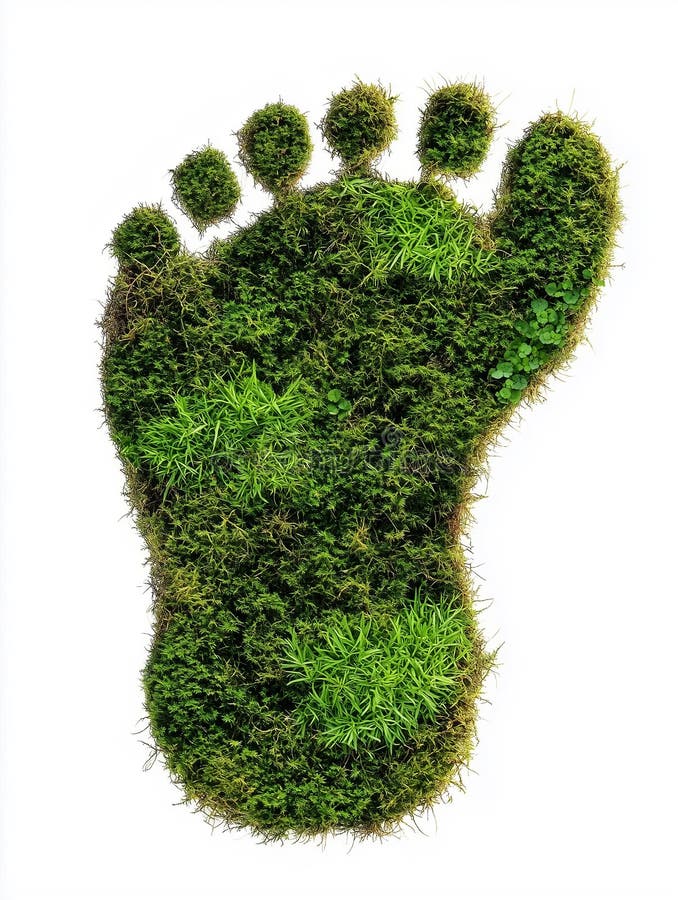 Green Footprint Made of Moss and Grass Symbolizes a Positive and Eco ...