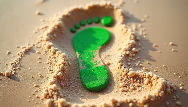 Green Footprint in Sand, Environmental Awareness, Eco-friendly Banner ...
