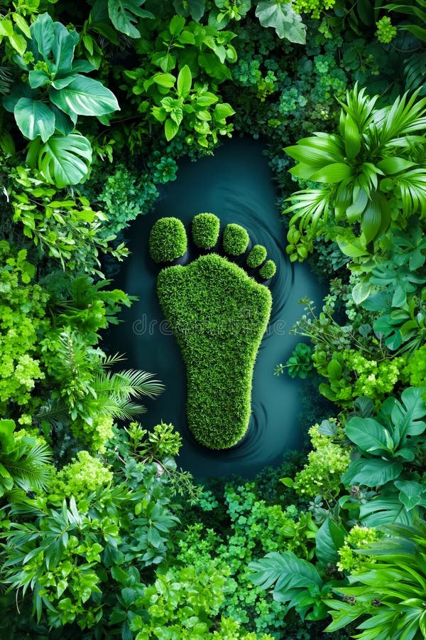 A Green Foot Print in the Middle of a Lush Green Forest Stock Photo ...