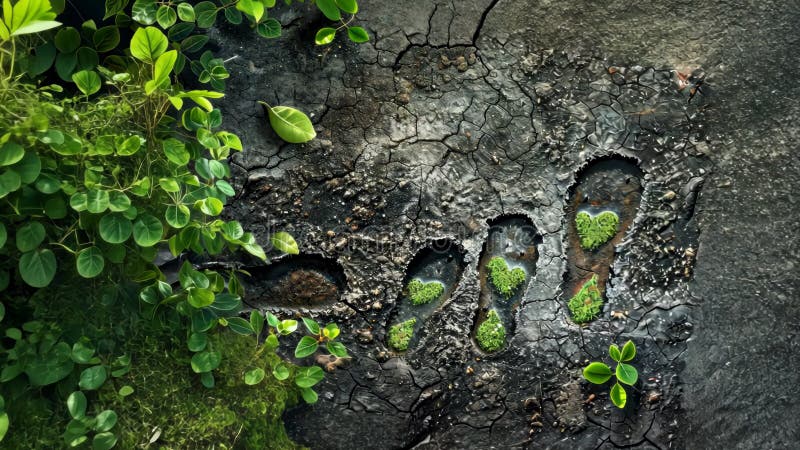 Green Footprints on the Ground, Representing Footsteps Towards a Lower Carbon Future and a ...