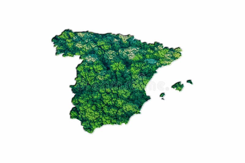 Green Forest Map of Spain stock photo. Image of environment - 236356456