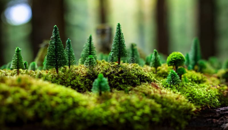 Green forest miniatures stock illustration. Illustration of spruce ...