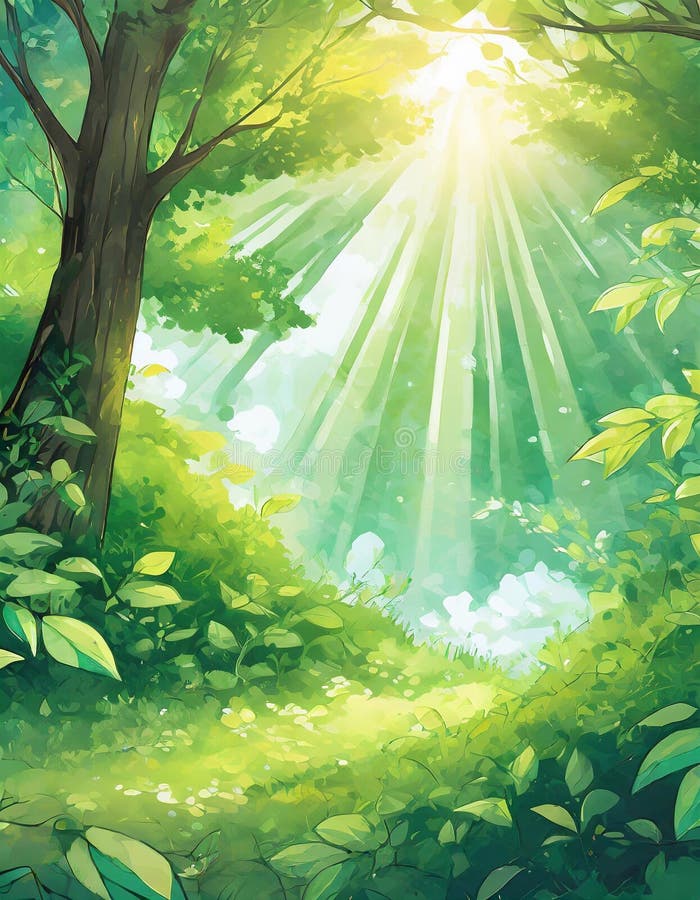 The Green Forest Takes on an Enchanting Aura, Animated by the Soft ...