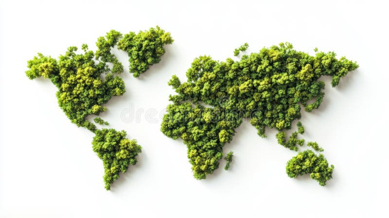 Green Forest World Map Representing Ecology and Global Awareness on a ...