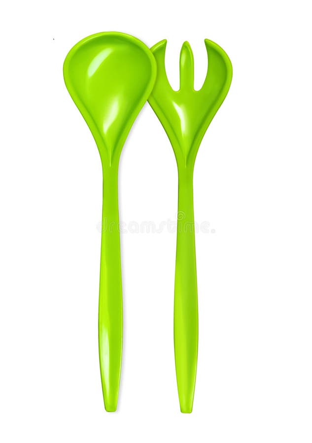 Green Fork and Spoon Isolated on White Background. Green Colour Objects ...