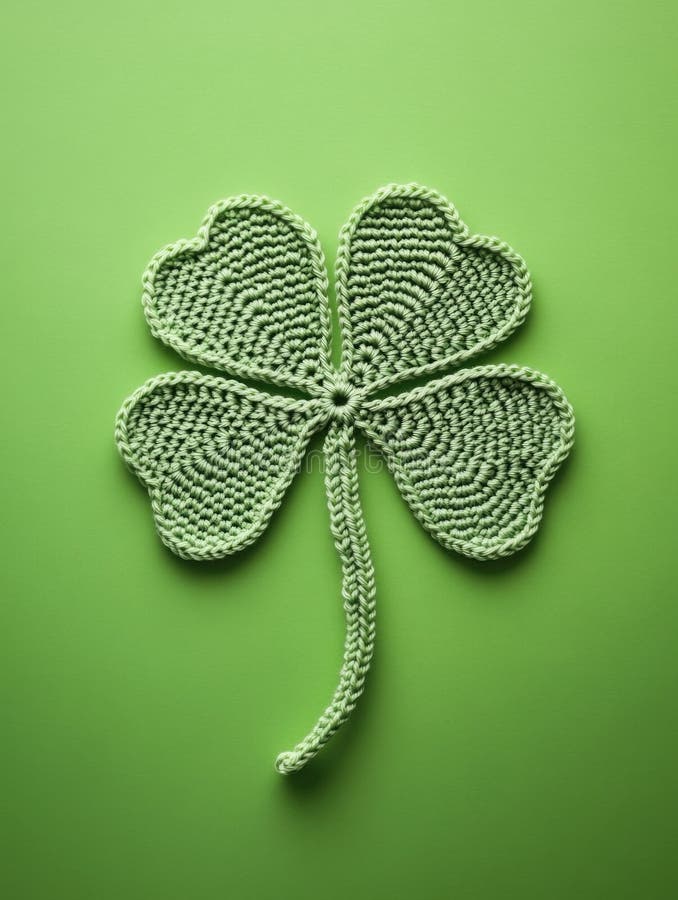 A Green Four Leaf Clover Made of Yarn Stock Image - Image of meadow ...