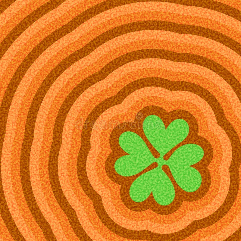 Green Four-Leaf Clover on Orange Ripple Background Stock Illustration ...