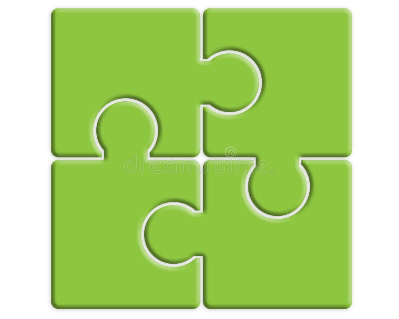Green Four Pieces Jigsaw Puzzle Isolated Stock Illustration ...
