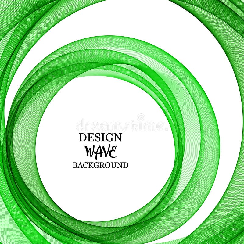 Green Frame of Circular Lines of Transparent Wave on White Background ...