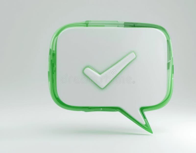 Green Framed Speech Bubble with Check Mark for Approval or Confirmation ...