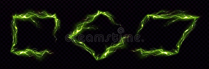 Green Frames Made of Glowing Neon Lightning. Stock Vector ...