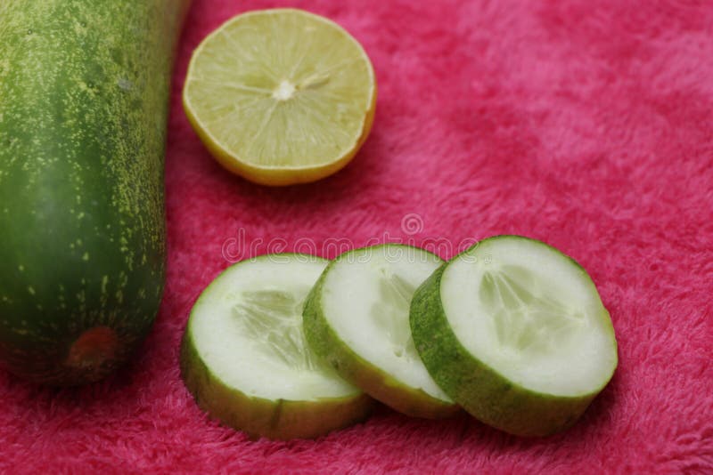 Green Fresh Round Cucumber with Lemon Stock Photo - Image of nature ...