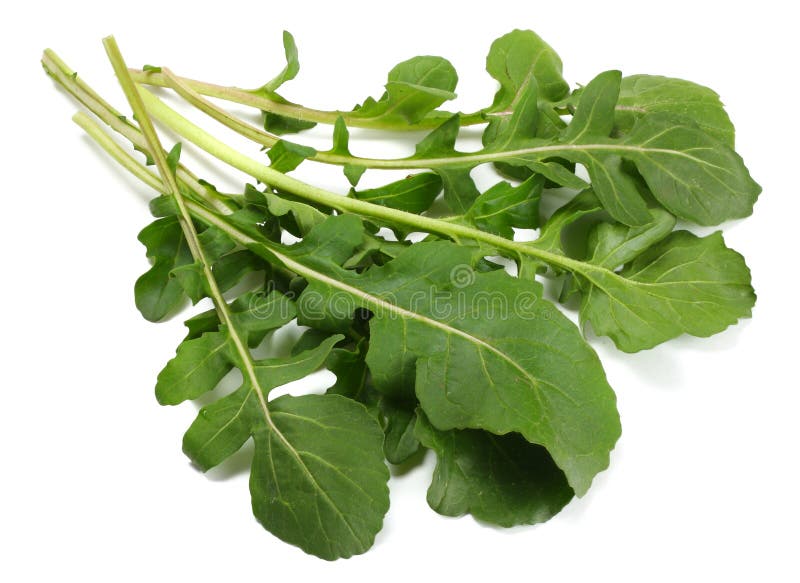 Green Fresh Rucola Leaves Isolated on White Background. Rocket Salad or ...