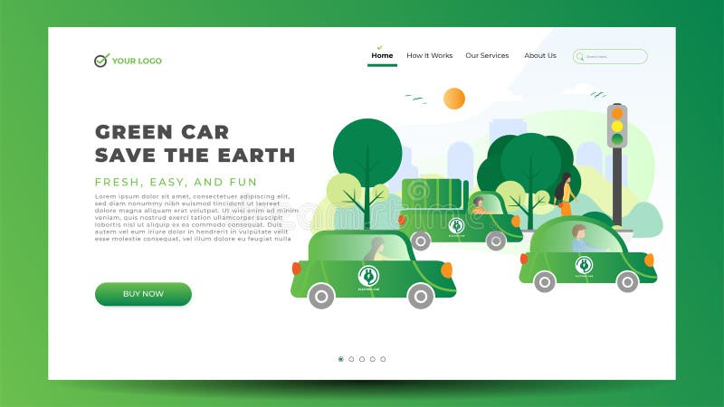 Modern Minimalist Electric Car Flat Vector Background Landing Page ...