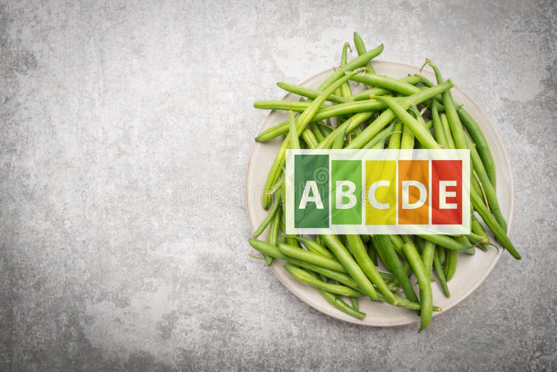 Green Fresh String Beans on a Plate, Vegetables, Healthy Food Label ...