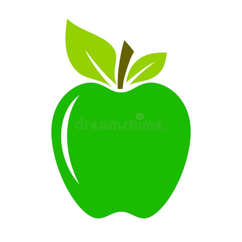 Green Fresh Vector Apple Icon Stock Vector - Illustration of drawing ...