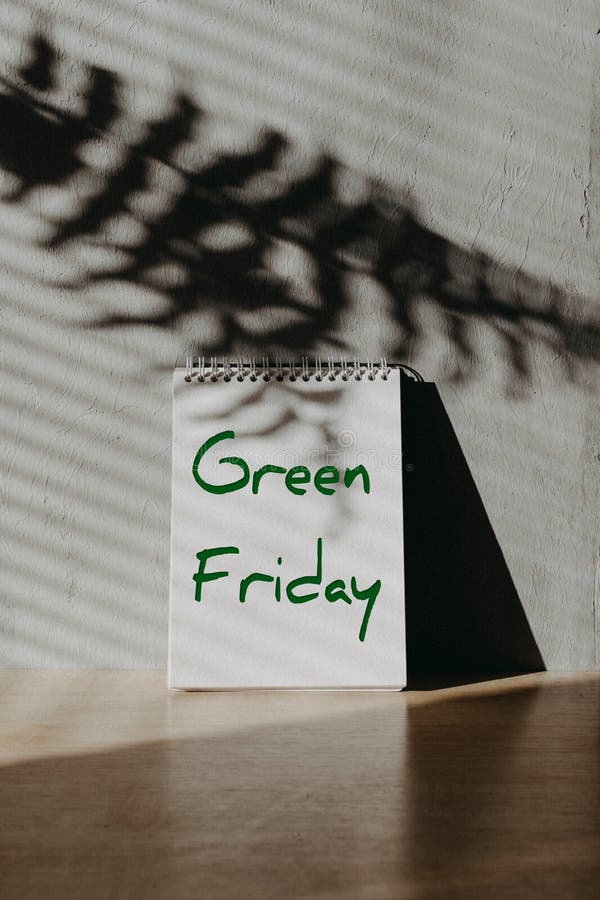 Green Friday Banner with Notepad and Leaves Shadows. Make Friday Green ...