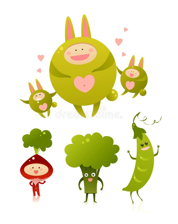 Green friends stock vector. Illustration of broccoli - 12373794