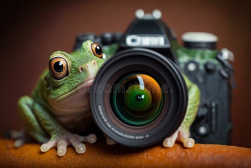 A Green Frog with a Camera Created by Generative Ai Stock Illustration ...